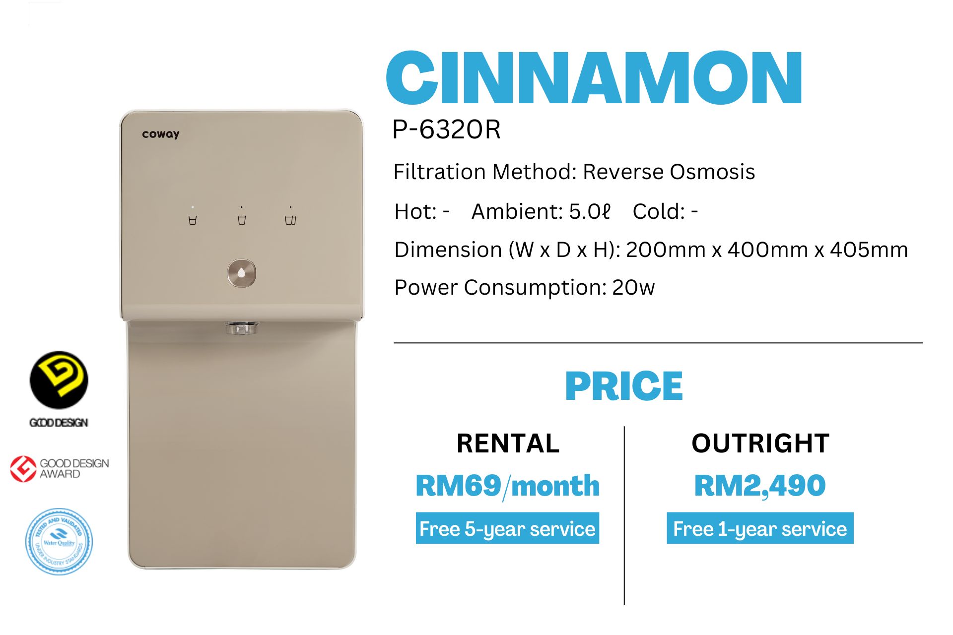 Coway Cinnamon: Designed-To-Own Water Purifier With Booster Pump